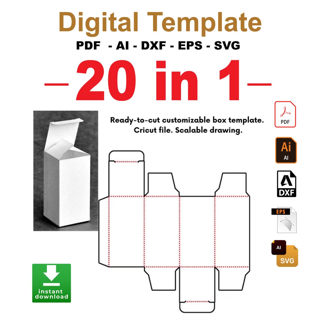 20 Gift Box Cut Template, SVG, Ai, PDF, Eps, Dxf File Format. Ready-to ...