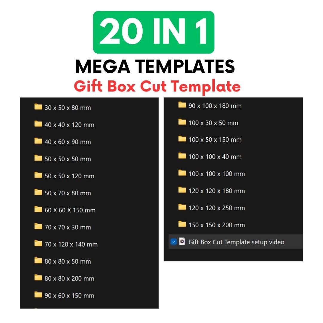 20 Gift Box Cut Template, SVG, Ai, PDF, Eps, Dxf File Format. Ready-to ...