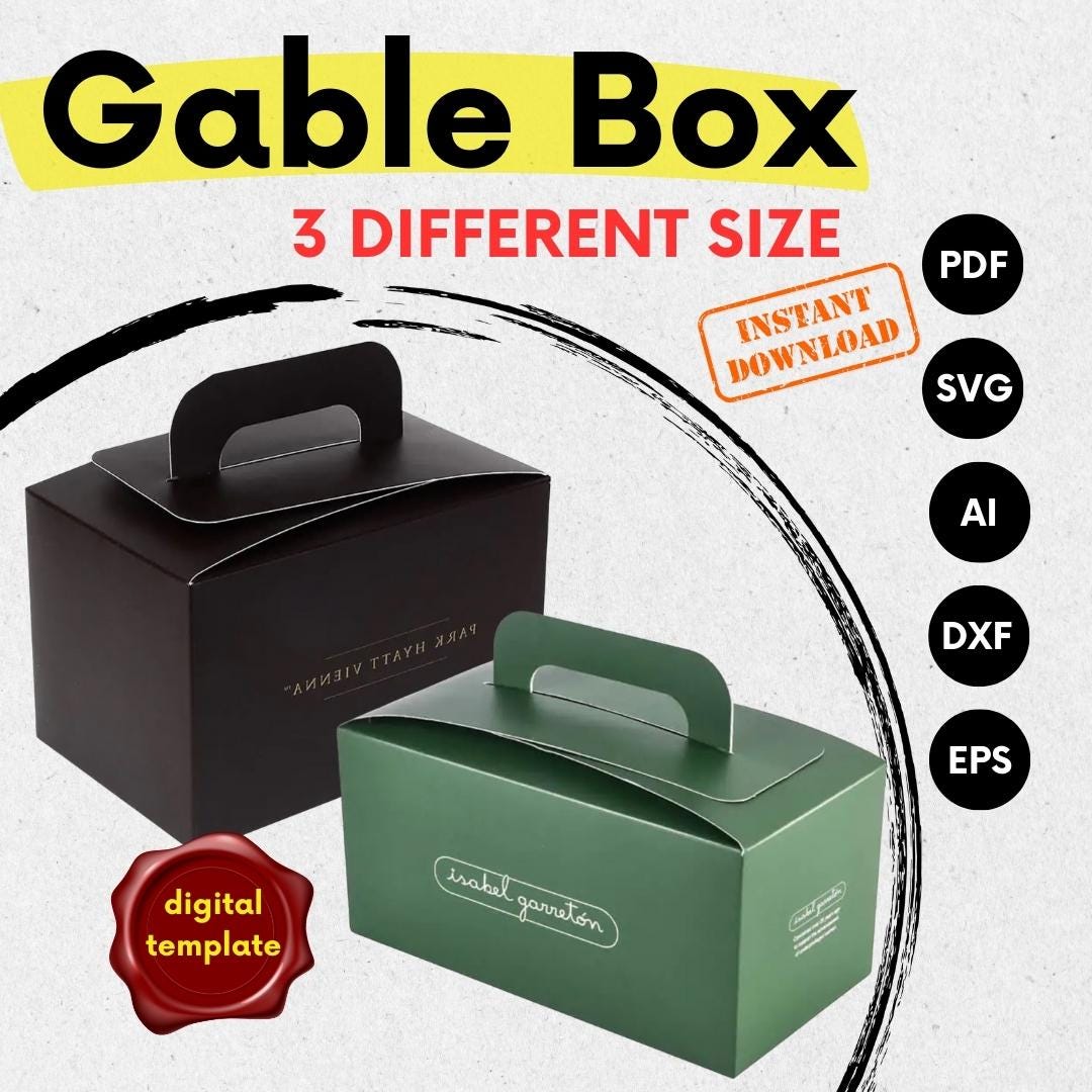 3 Gable Box Template Bundle, Gable Box Svg, Box Svg, Box Template Svg ...