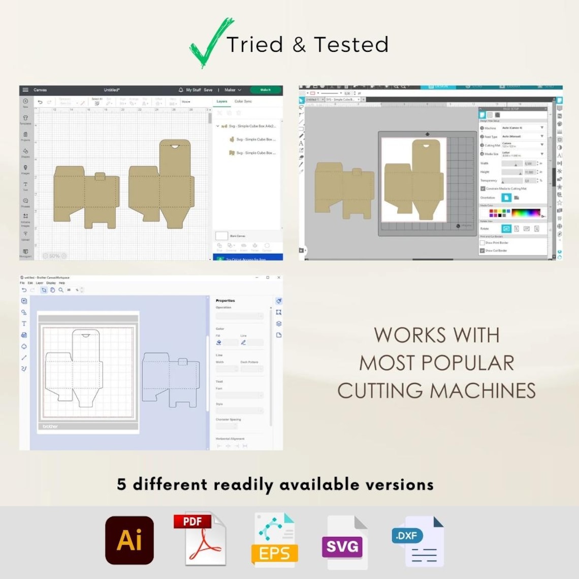 Cube Box SVG Template, Square Box Template, Gift Box, Cricut Cut Files ...