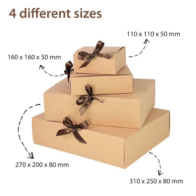 Gift Box Template: 4-in-1 Cardboard Box With Ribbon (SVG, DXF, PDF) - Etsy
