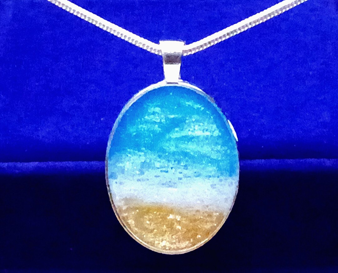 Ocean Waves Nautical, Beach Blue Waves Gift Pendant Earrings Set ...