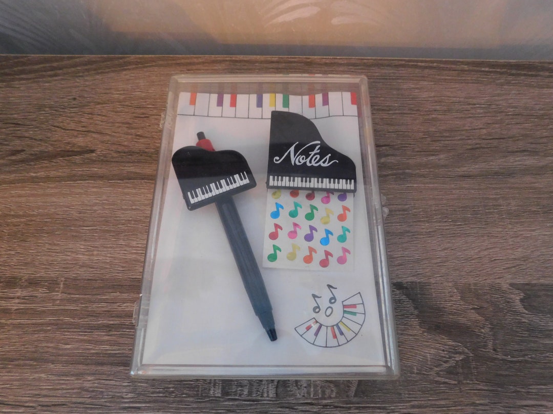 Piano and Musical Notes Notepaper Pen Stickers and Clip 80s Vintage - Etsy