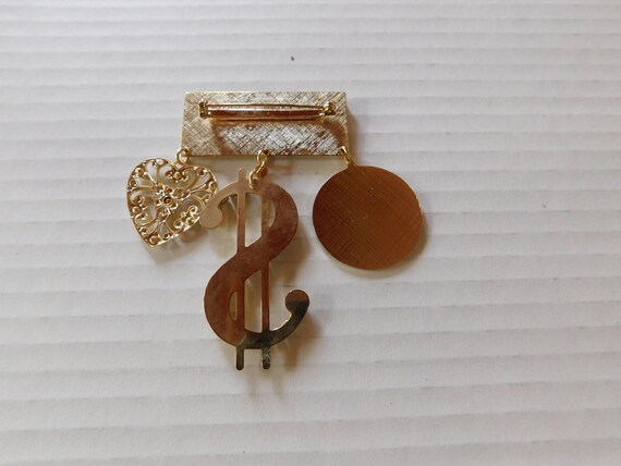 Gold 100 Dollar Bill Pin with Rhinestones Dollar Sign… - Gem