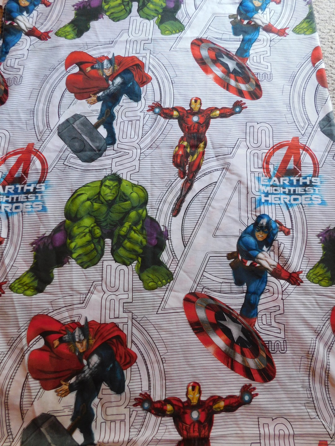 Avengers Twin Flat Sheet, Marvel Comics Fabric: Hulk, Thor, Iron Man - Etsy