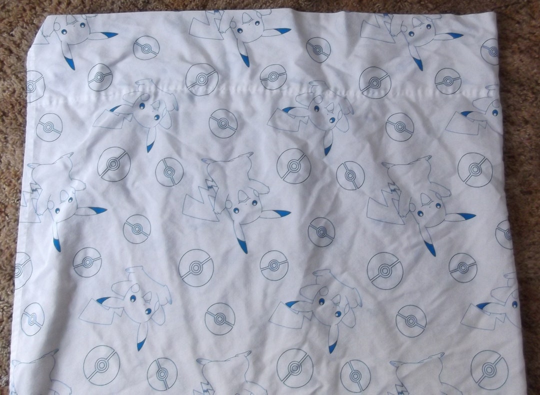 Pikachu and Poke Ball White and Blue Twin Flat Sheet - Etsy