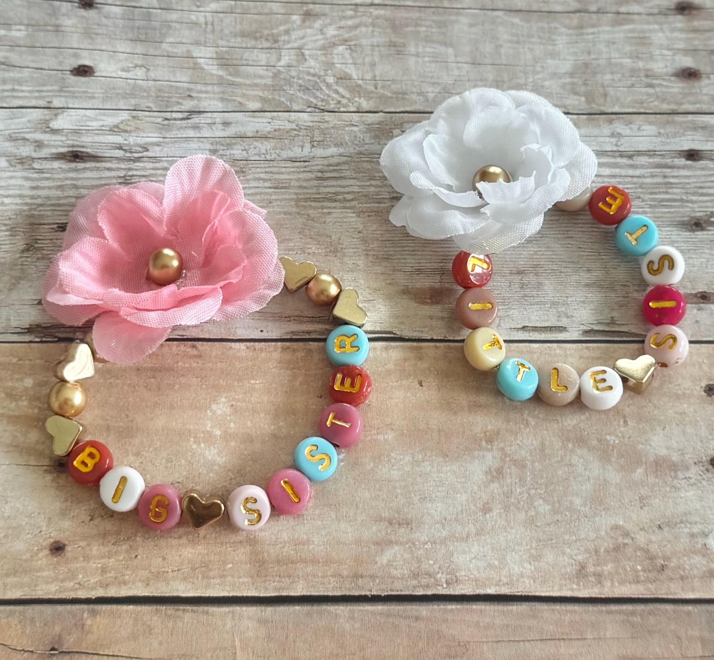 Big Sister Little Sister Pearl Bracelets, Baby Shower Gift Elastic ...