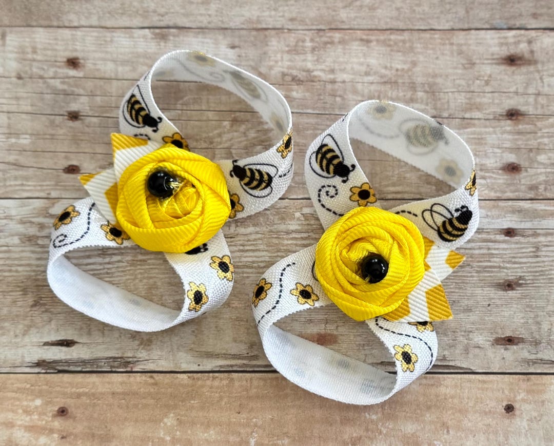 Bumble Bee Barefoot Sandals, Elastic Stretchy Shoes, Fabric Rosette ...