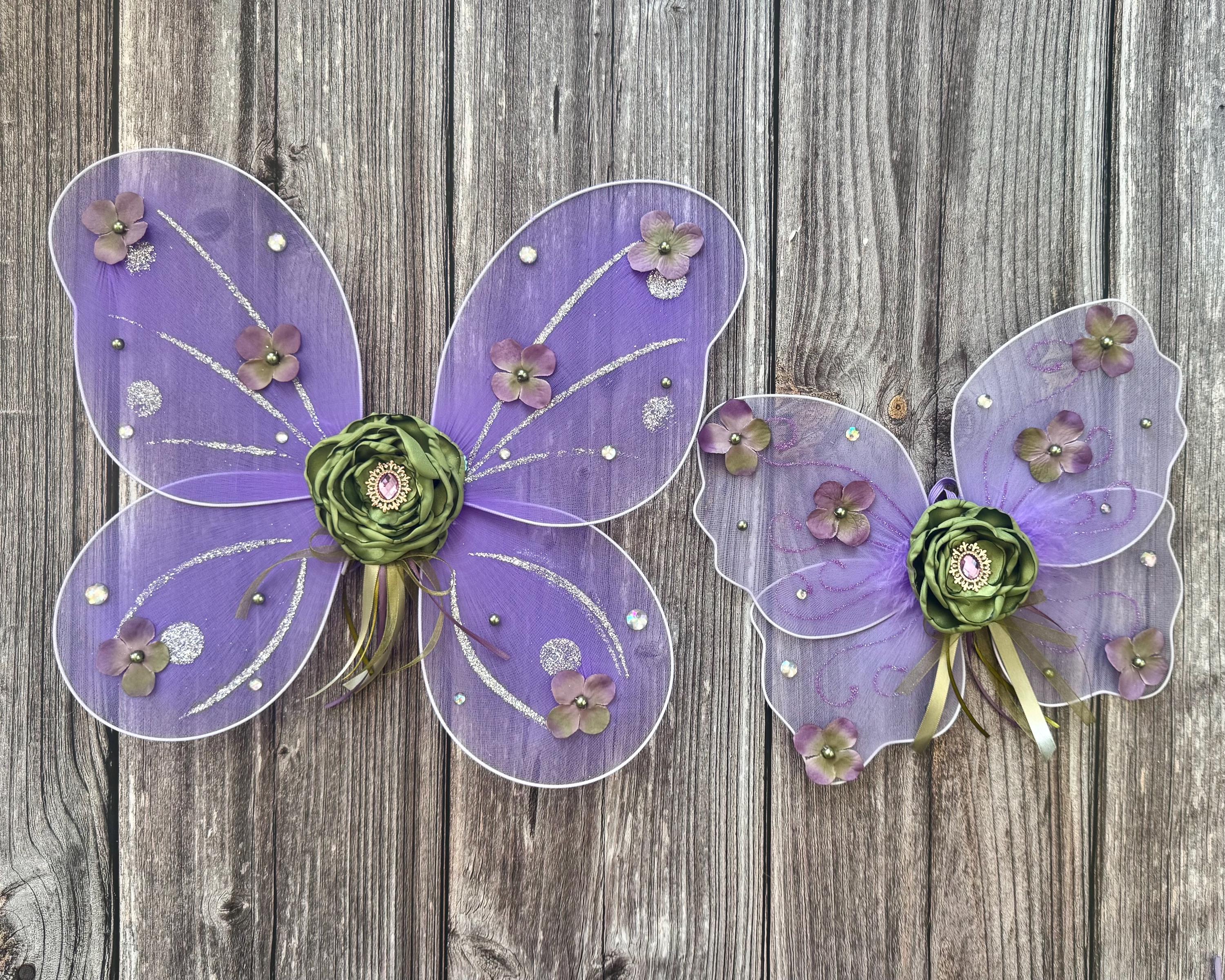 Flower Butterfly Fairy Wings Wand Set, Lavender Sage Cake Smash Photo ...