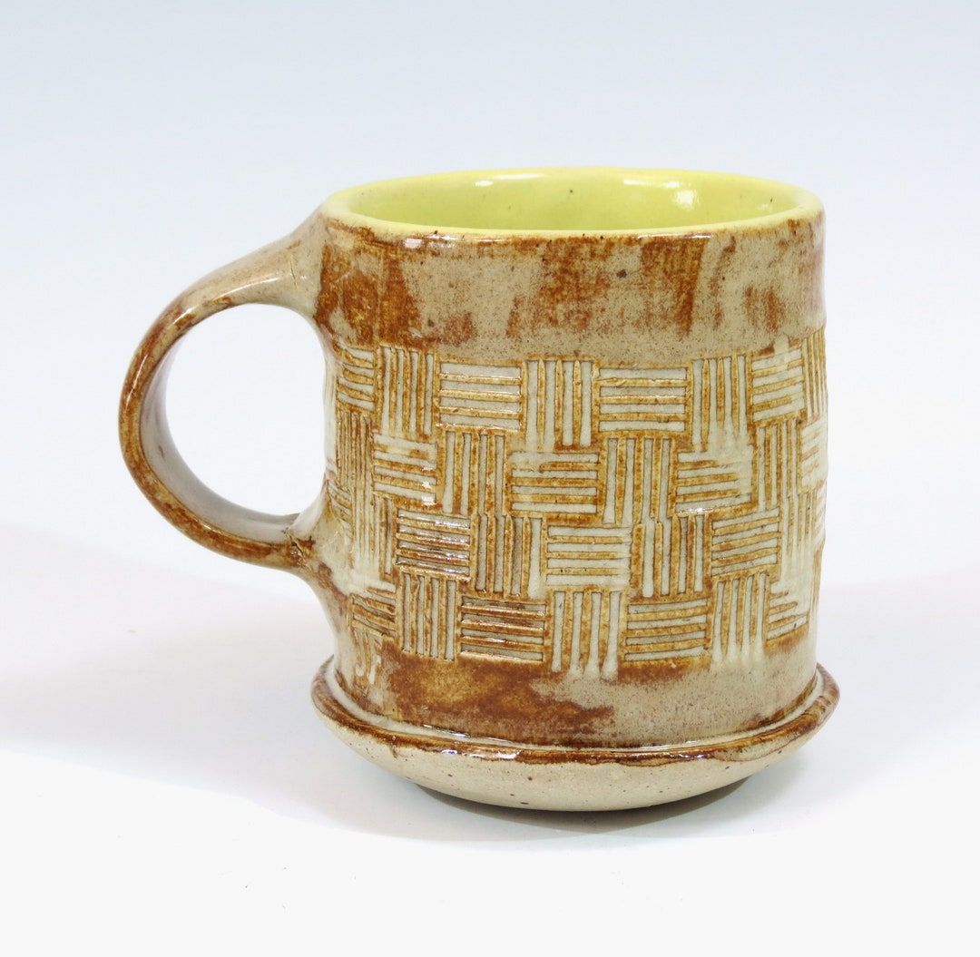 Hand-built Textured Coffee Mug, Ceramic Coffee, Tea Mug, Basketweave ...