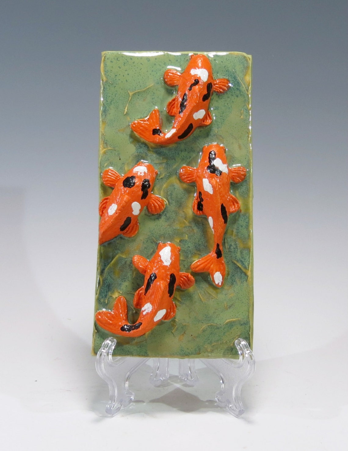 Koi Fish Tile Hand Built Ceramic Koi Tile Koi Pond Tile Garden | Etsy