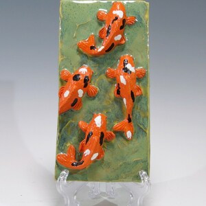 Koi Fish Tile Hand Built Ceramic Koi Tile Koi Pond Tile Garden | Etsy