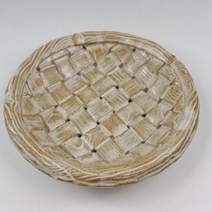 Hand Woven Ceramic Platter Woven Pottery Plate Brown Pottery Tray With ...