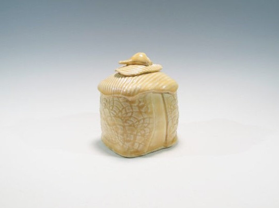Hand Built Textured Pottery Box With Lid, Storage Container, Canister ...