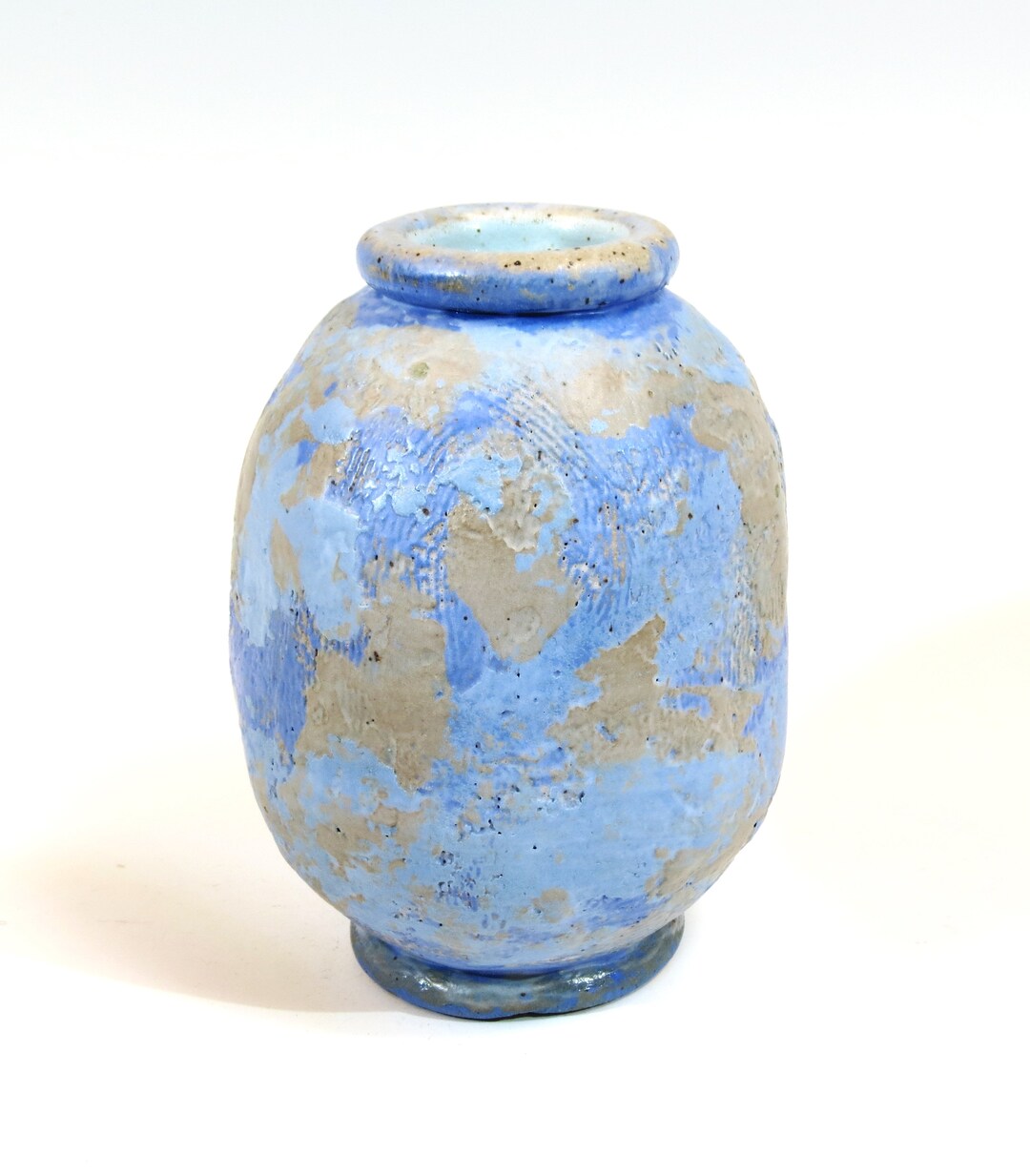 Coil Built Blue Stoneware Pot, Minimalist Ceramic Weed Pot, Studio Art ...
