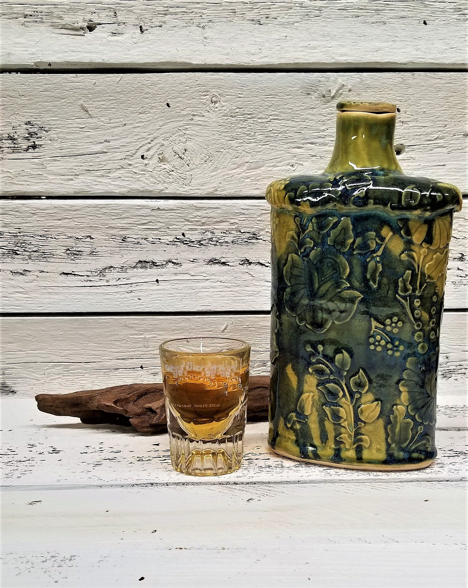 Handbuilt Textured Ceramic Flask Blue and Green Flask | Etsy