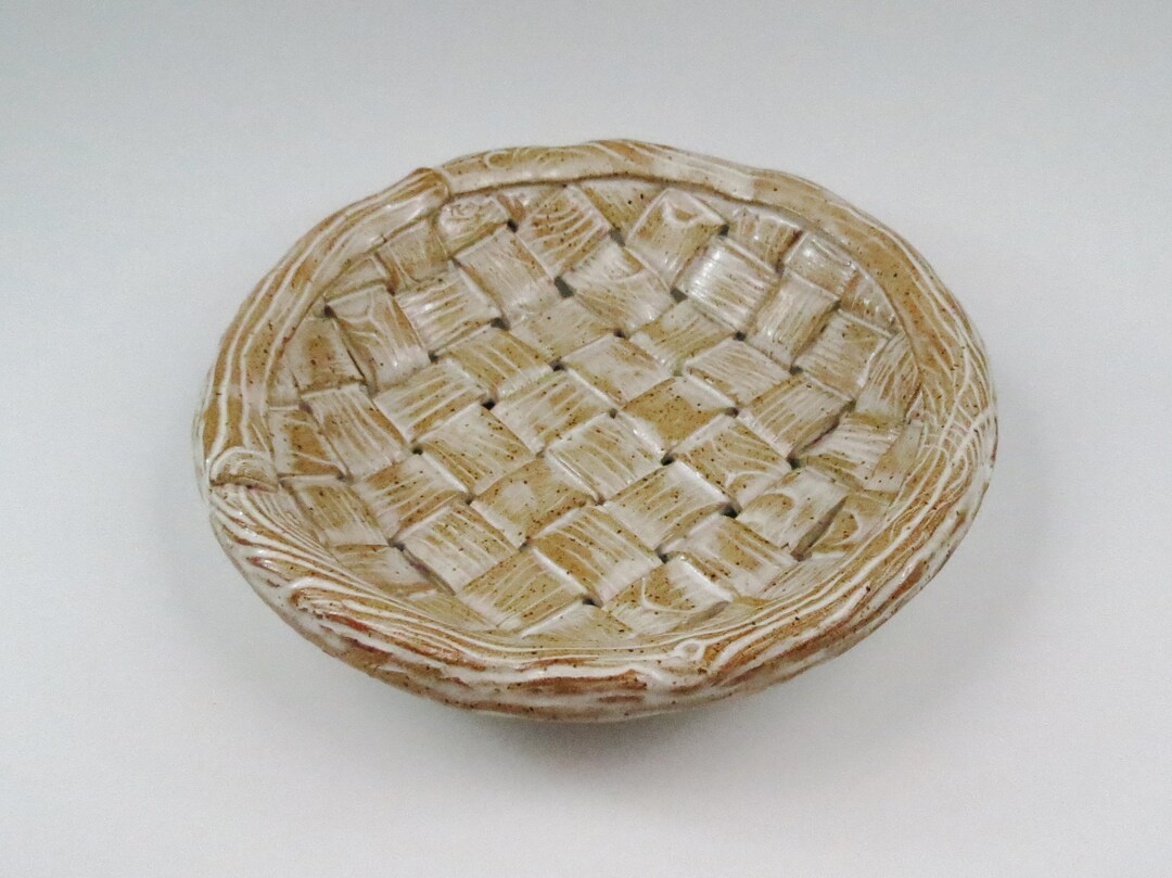 Hand Woven Ceramic Platter Woven Pottery Plate Brown Pottery Tray With ...