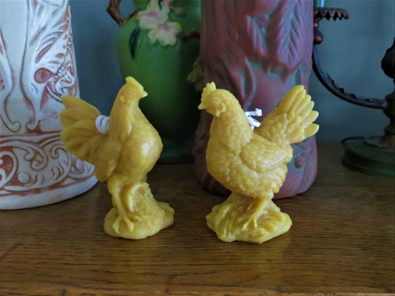 Beeswax Chicken Candles (set of 2): Rustic Farmhouse Decor - Etsy