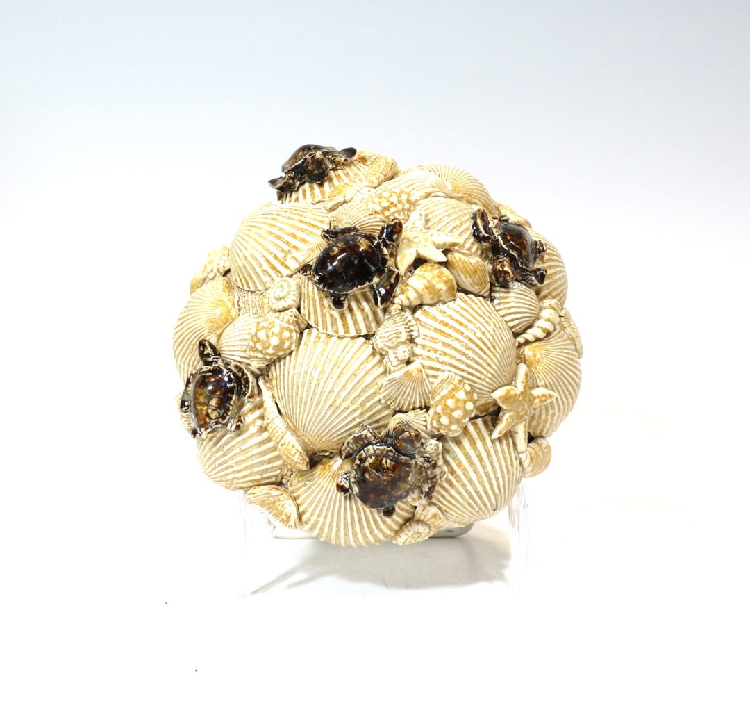 Hand Built Shell and Sea Turtle Tile, Ceramic Wall Hanging, Ceramic ...