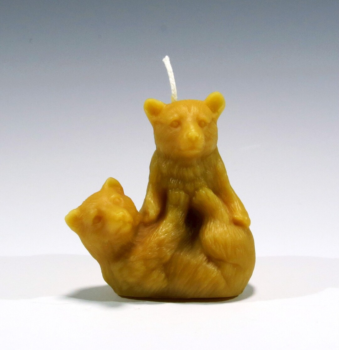 Bear Candle, Baby Bear, Wrestling Bear Cubs, Woodland Decor, Sculpted ...