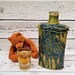 Handbuilt Textured Ceramic Flask Blue and Green Flask - Etsy