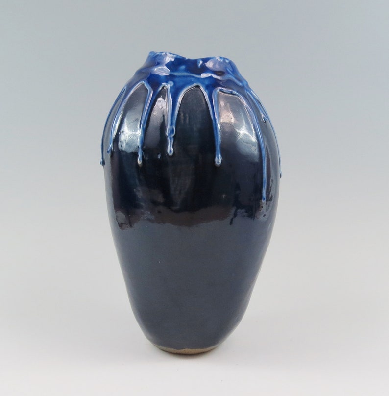 Hand Built Blue Vase With Porcelain Accents Coil Built Vase - Etsy