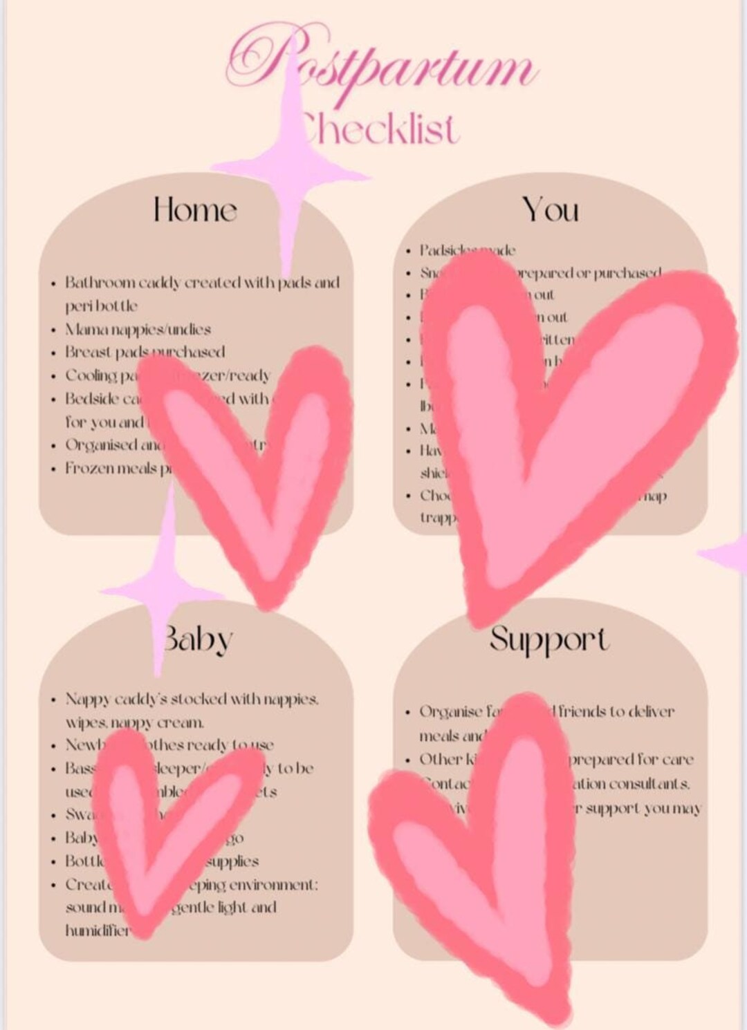 Printable Postpartum Checklist - Etsy
