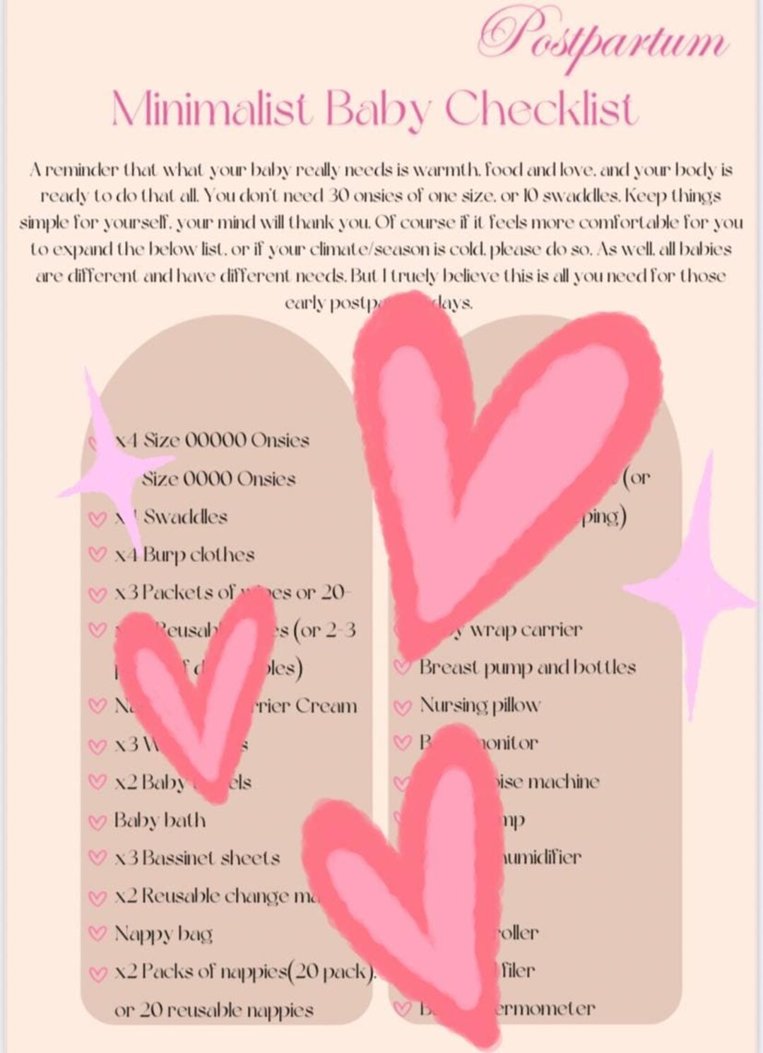 Printable Baby Arrival Checklist - Etsy