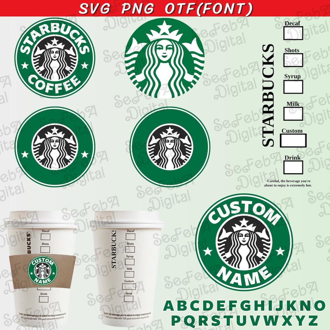 Buy Editable Starbucks Logo Bundle Svg Png Otf Files,custom Starbucks ...
