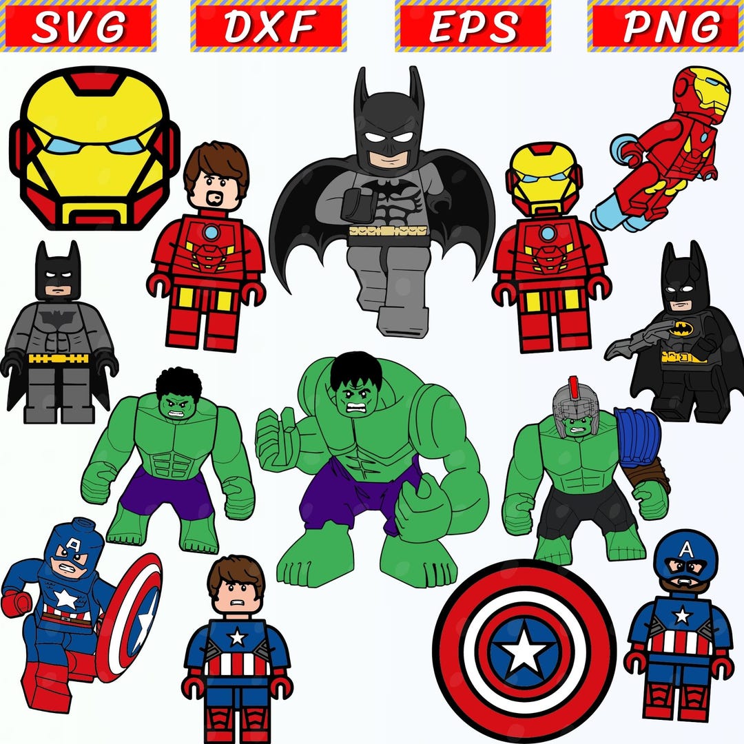Mar-vel Superhero Minifigures Svg Png Bundle,hero Figures Png Bundle ...