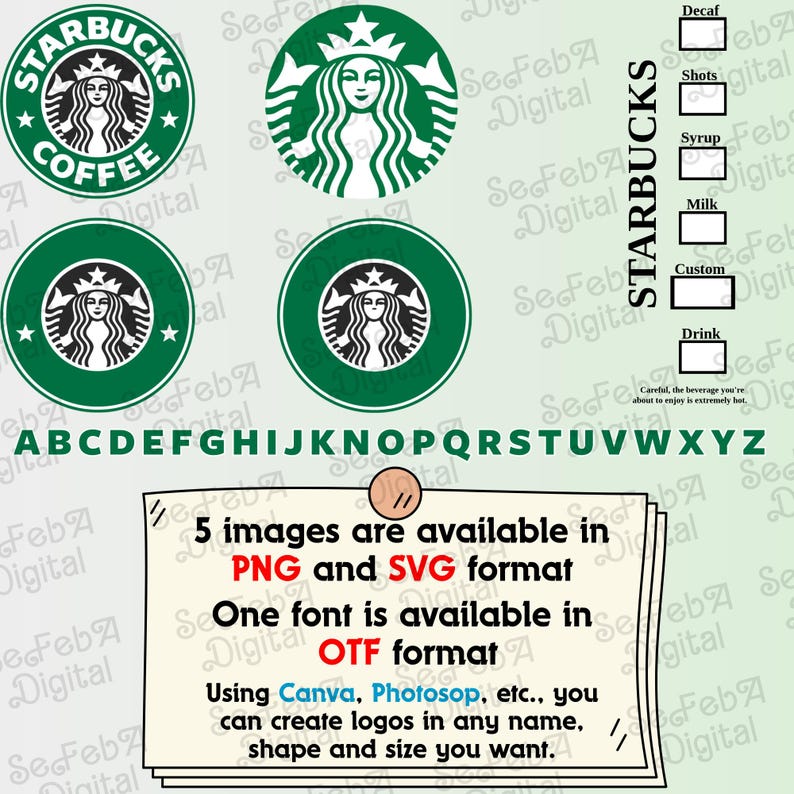 Editable Starbucks Logo Bundle Svg Png Otf Files,custom Starbucks Logo ...