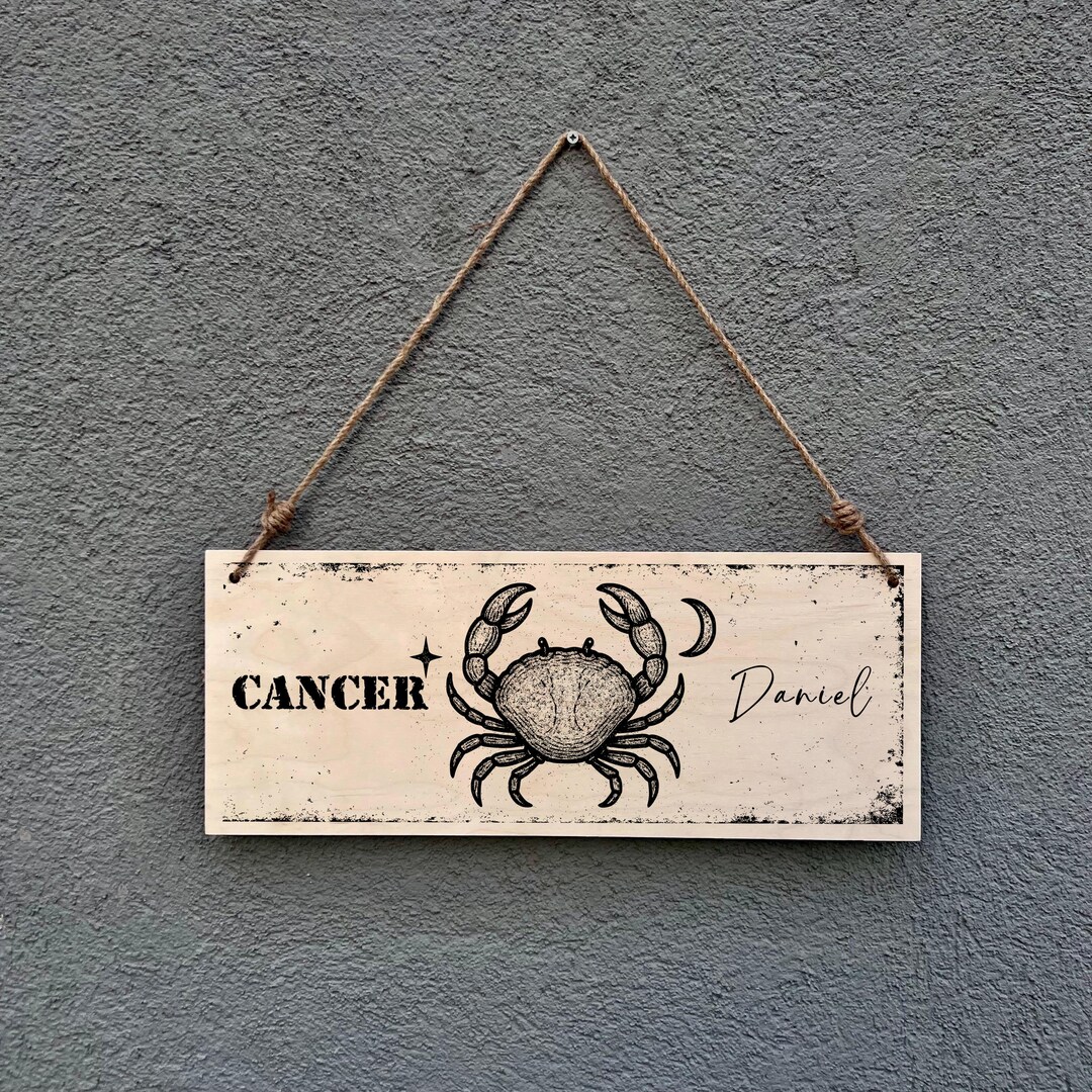 Personalized Cancer Zodiac Wooden Plaque: Rustic Astrology Wall Art - Etsy