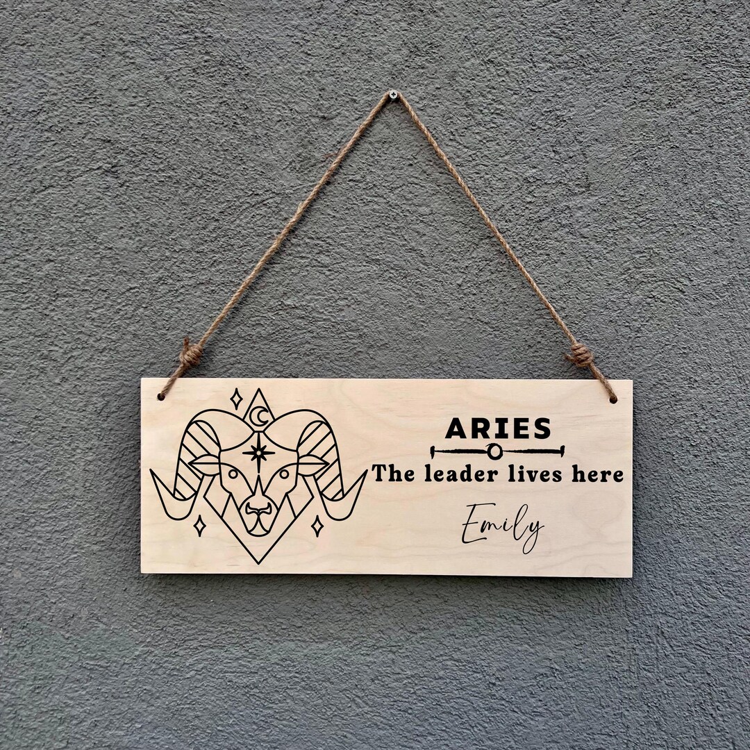Personalized Aries Zodiac Sign: Custom Wooden Name Plaque - Etsy
