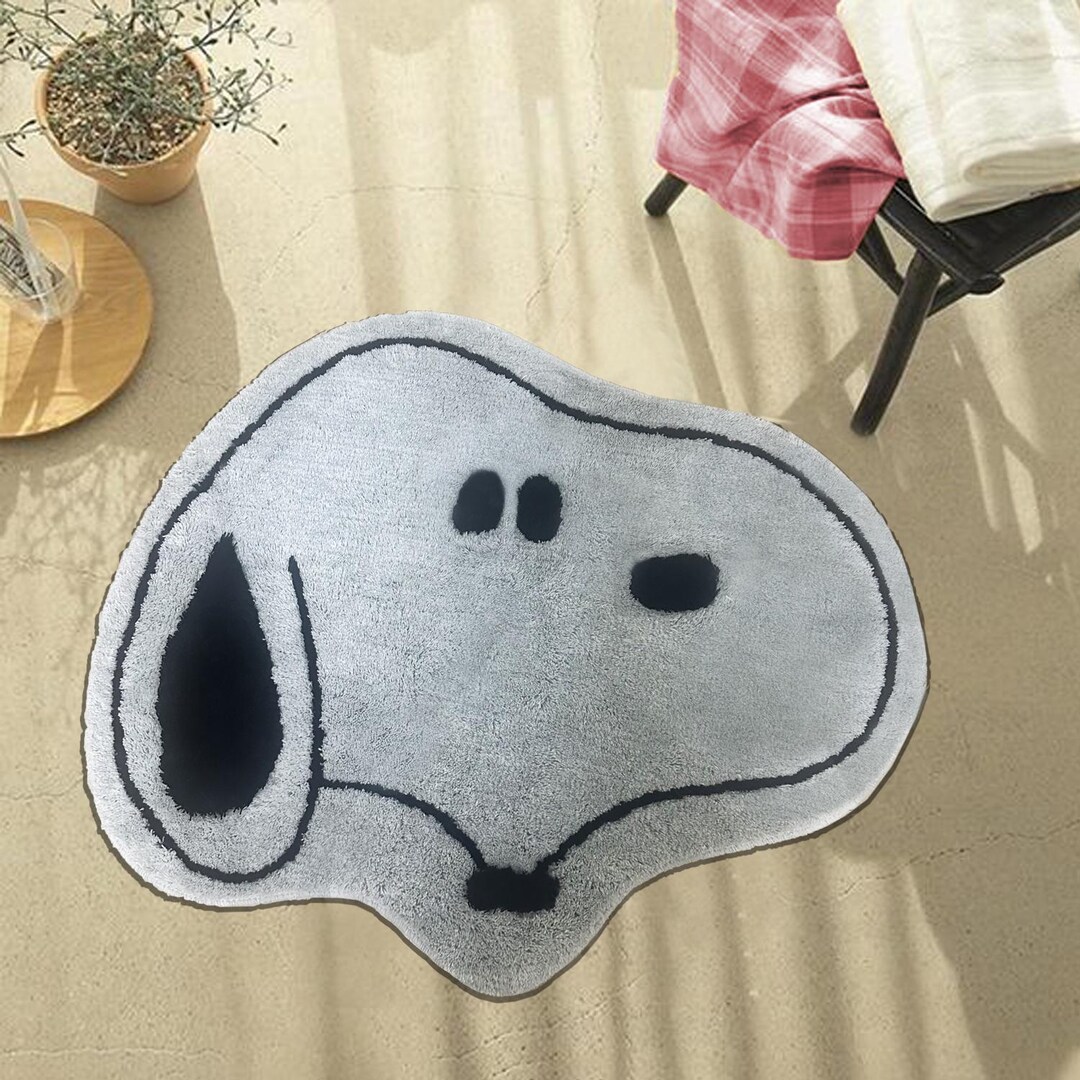 Gray Snoopy Rug, Tufted Rug, Bath Mat Rugs, Home Decor Rug, Kids Decor ...
