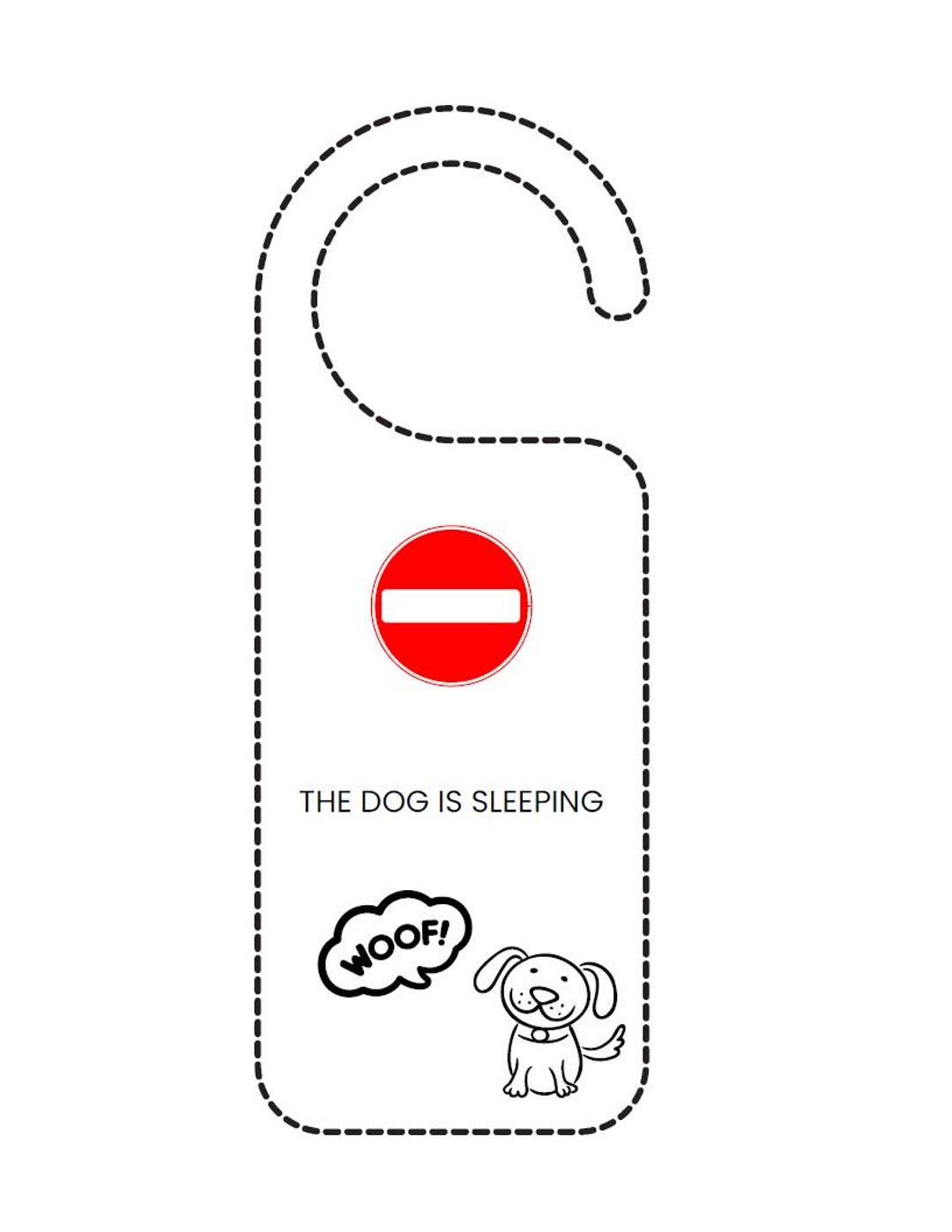 Door Knob Hang Tag Do Not Disturb Dog, Digital Download, White ...