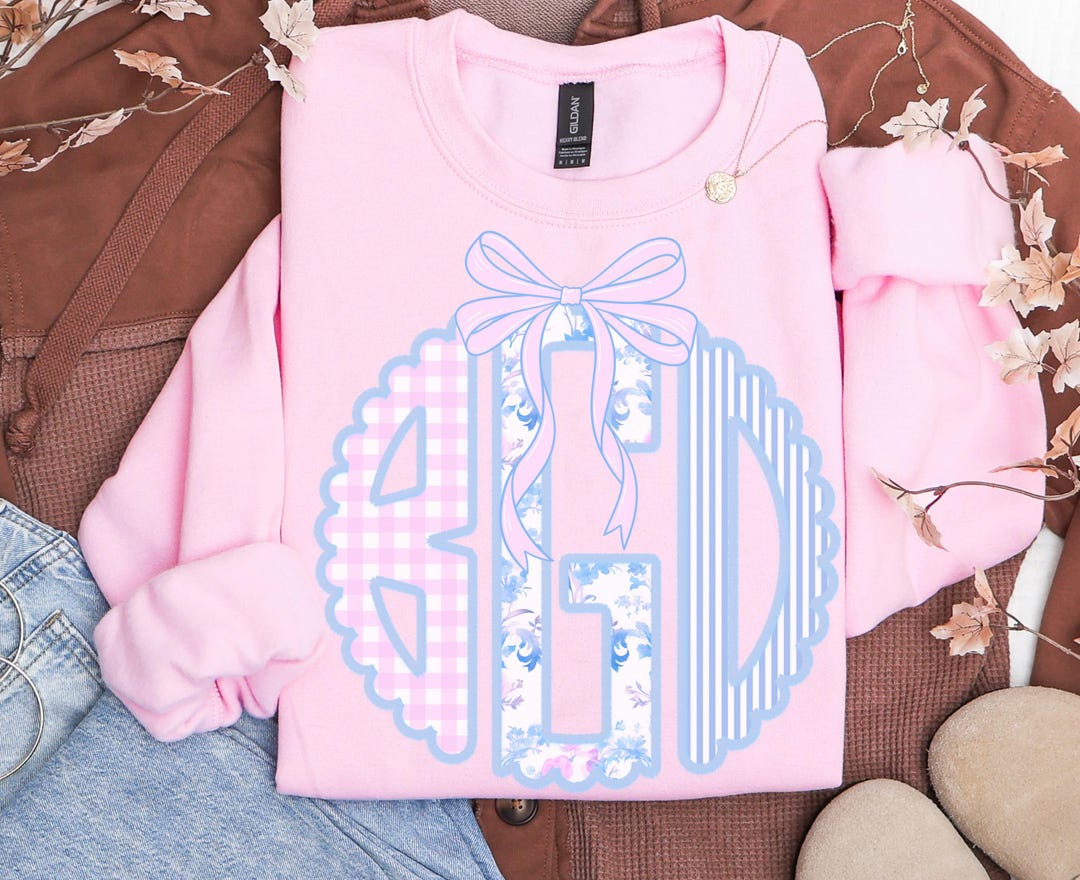 Pink Custom Monogram Sweatshirt, Grand Millennial Personalized Initials ...