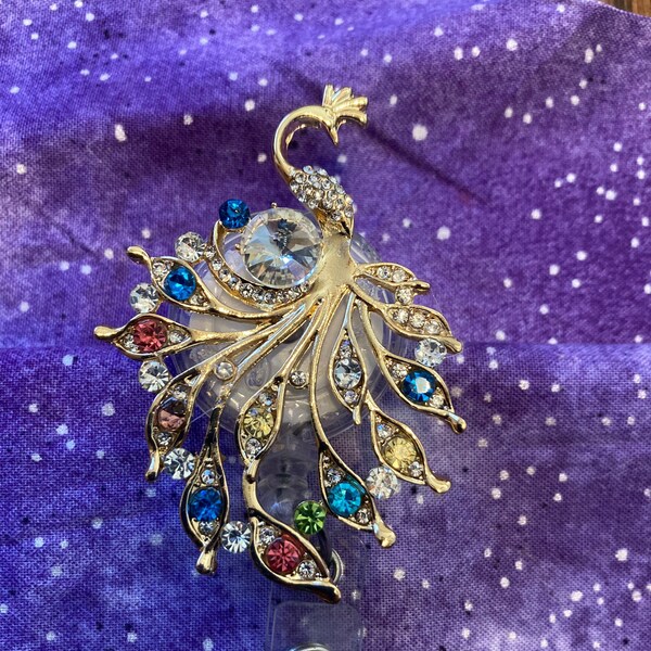 Peacock Badge Reel Etsy