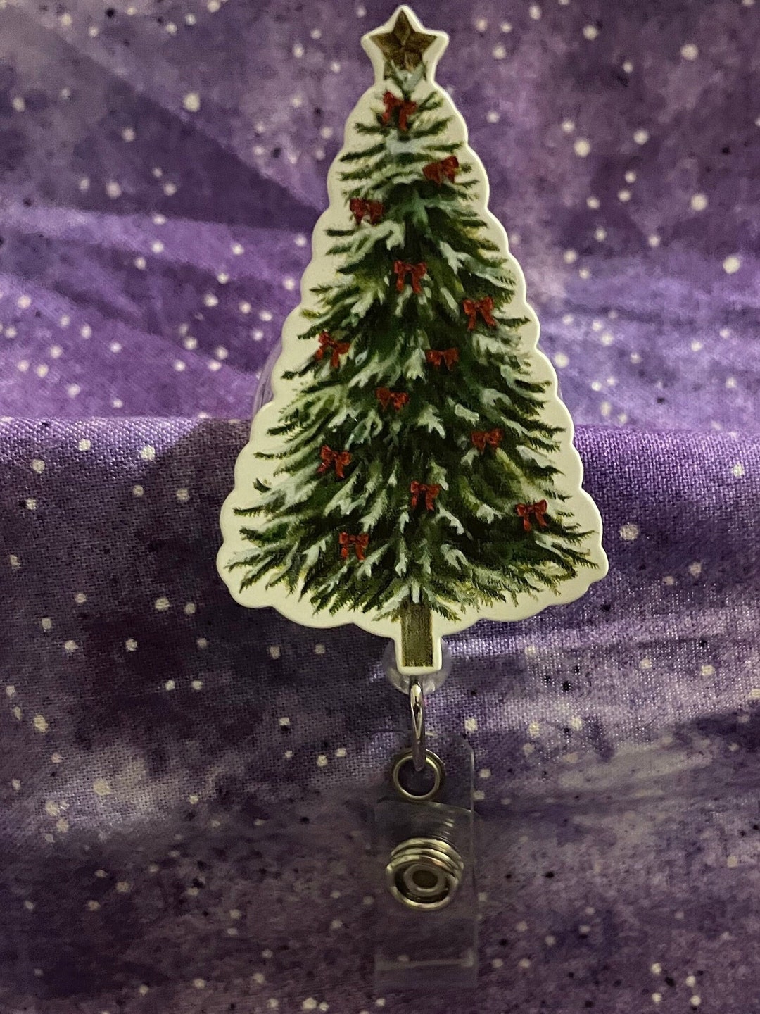 Christmas Tree Badge Reel Retractable ID Holder Reel Name - Etsy