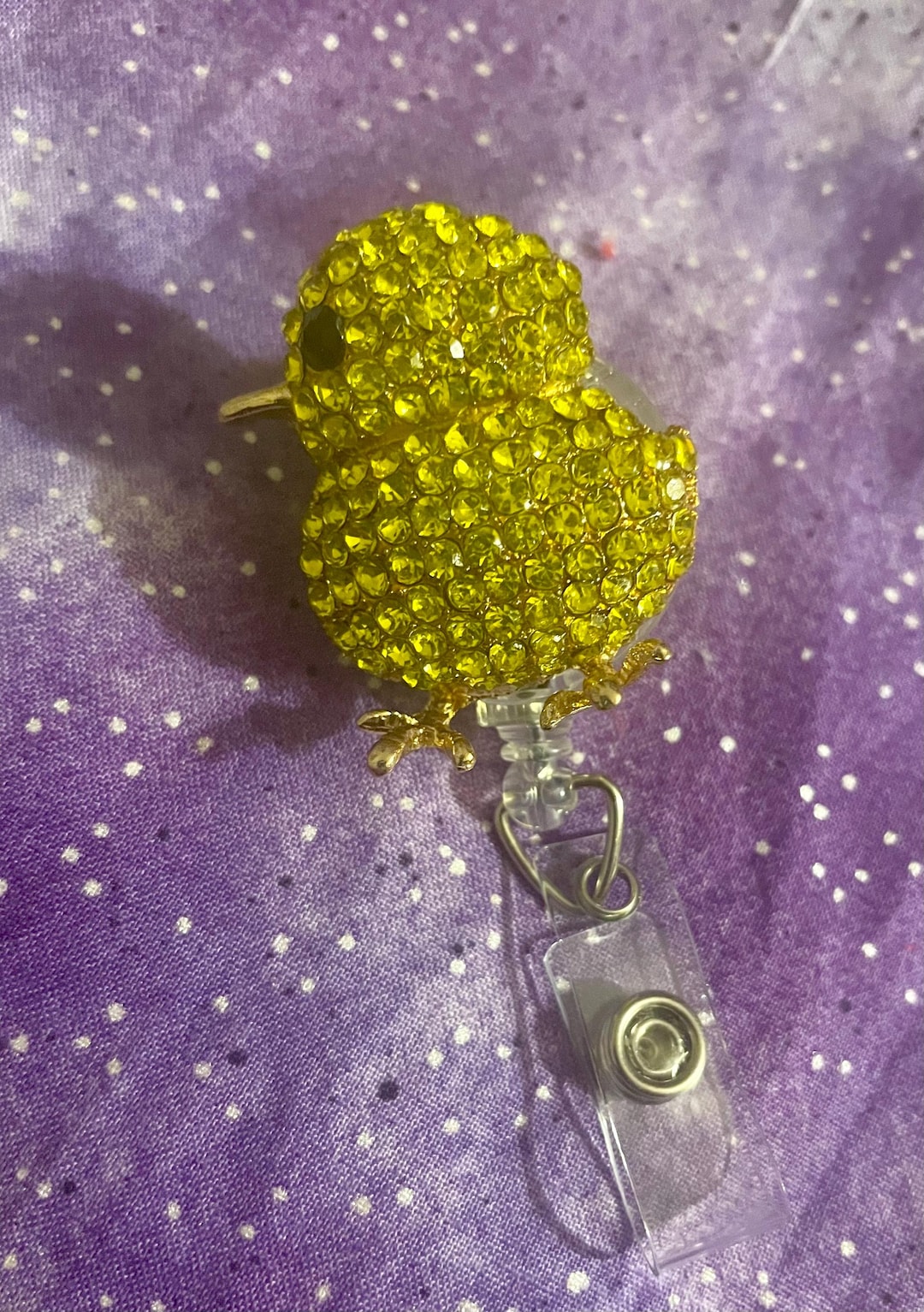Rhinestone Baby Chick Chicken Bird Badge Reel, Retractable ID Holder ...