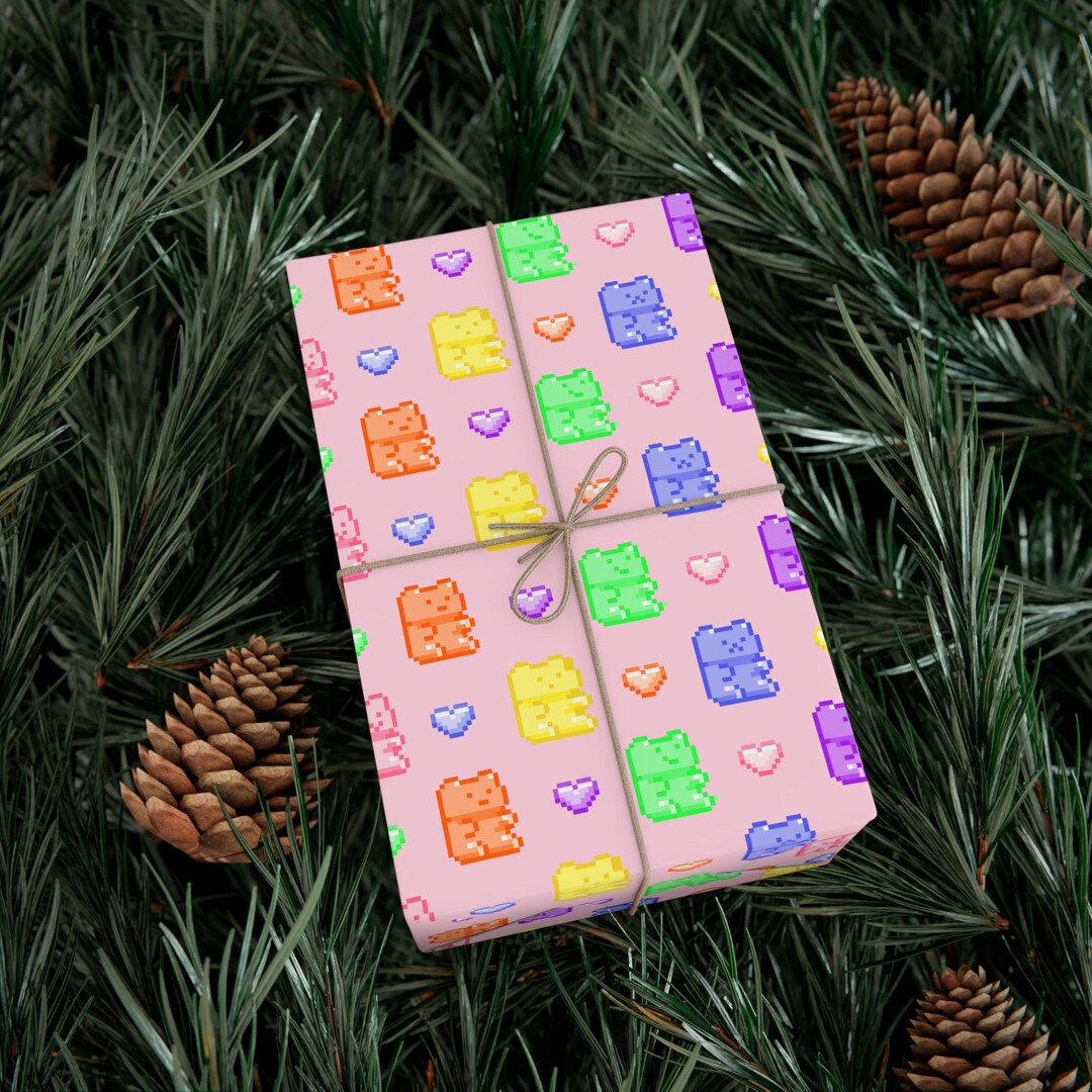 Pixel Pals: Rainbow Gummy Bears Wrapping Paper - Etsy UK