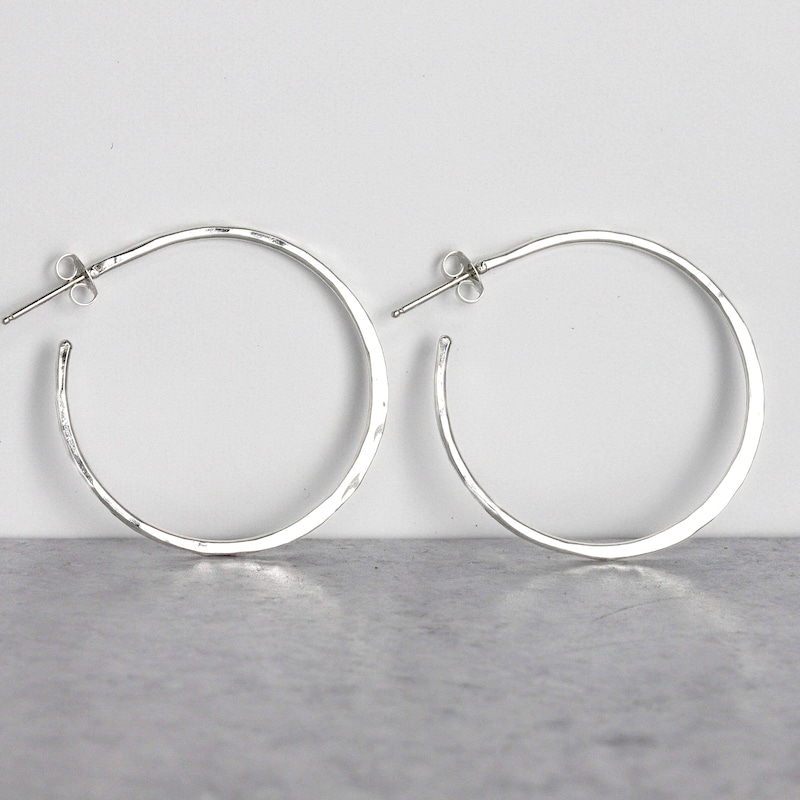 Hand Forged Sterling Hoops - Etsy