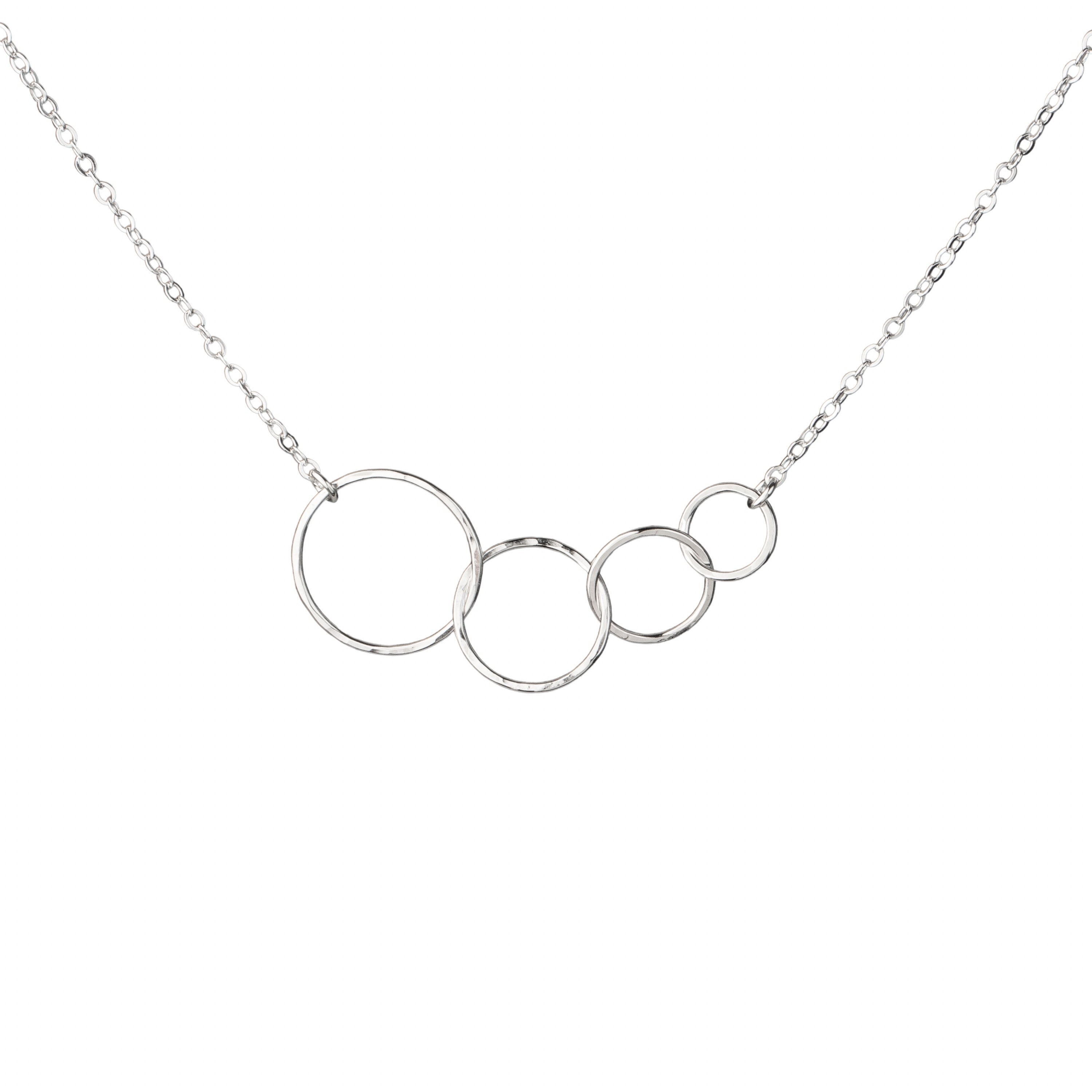 Hammered Sterling Silver Four Circle Necklace Interlocking Circles Necklace Delicate Everyday Silver 40th Birthday Mother s Jewelry Etsy