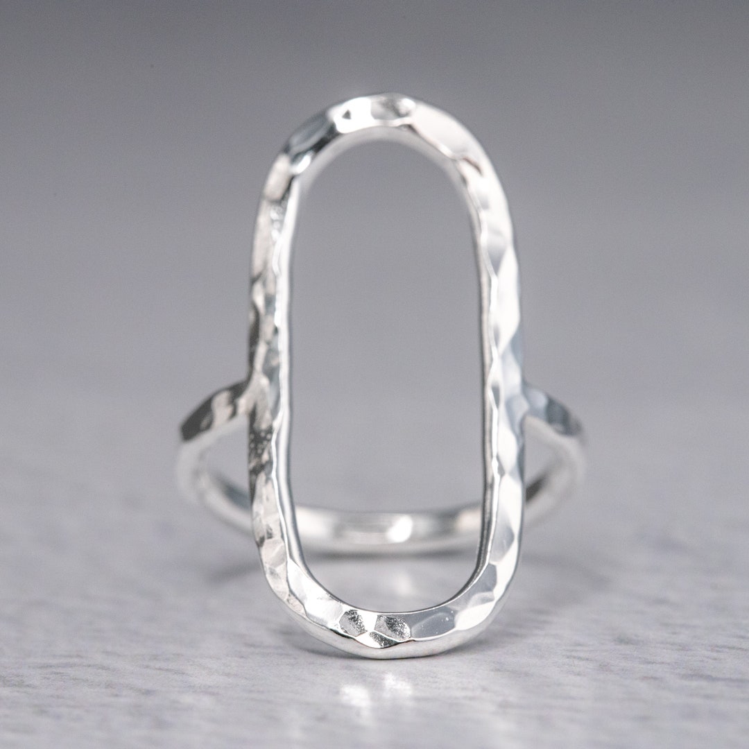 Sterling Silver Oval Statement Ring: Hand Hammered Argentium Silver ...