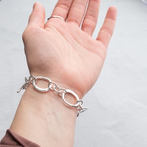 Handmade Sterling Silver Toggle Bracelet: Hammered Argentium Silver ...