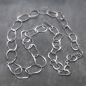 36 Inch Long Sterling Silver Chain Necklace, Long Silver Chunky Chain ...