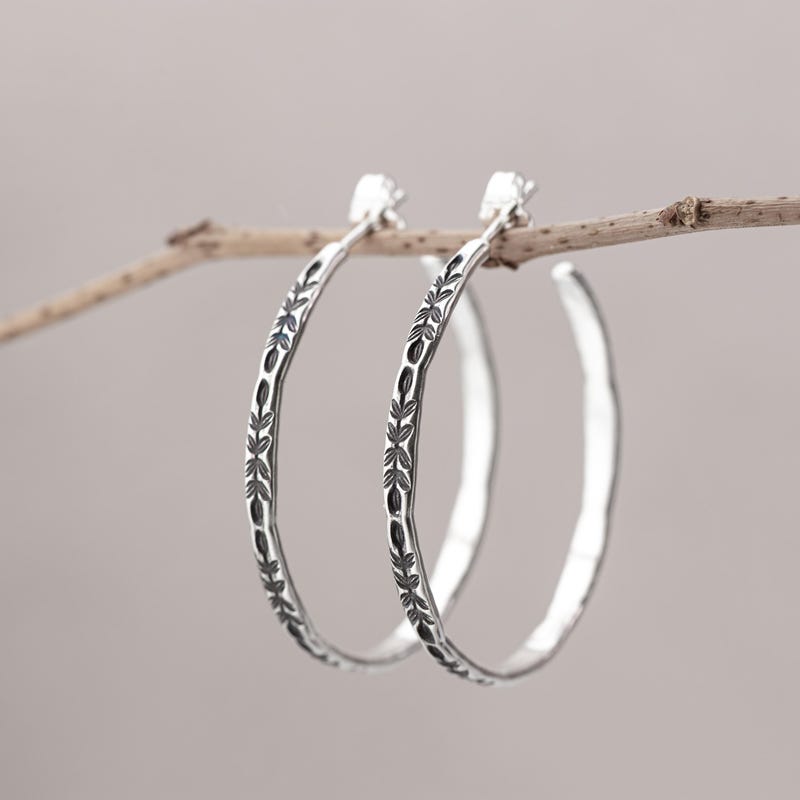 Hoops Big Silver Oxidized - Etsy
