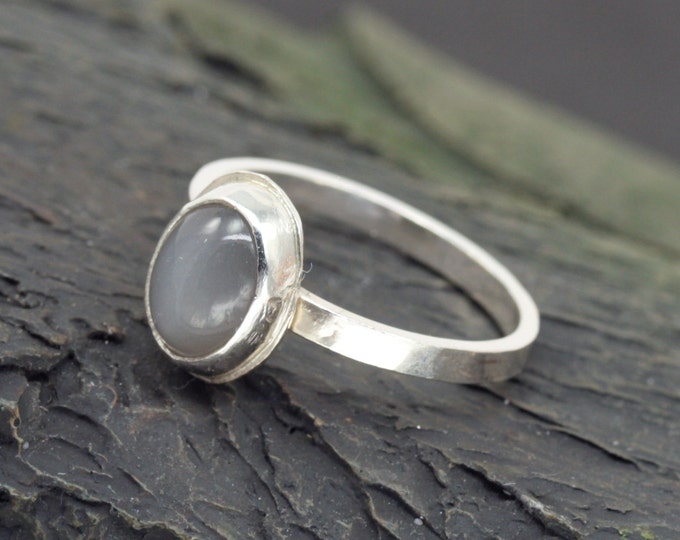 Gray Moonstone Ring Simple Sterling Silver Ring Moonstone - Etsy