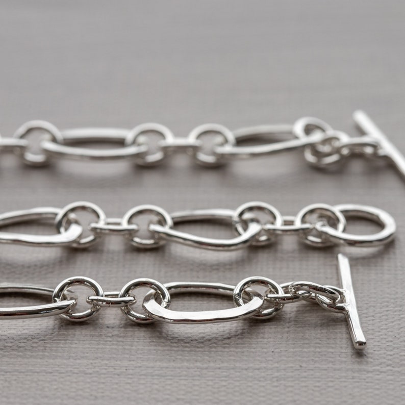 Handmade Sterling Silver Toggle Bracelet: Hammered Argentium Silver ...