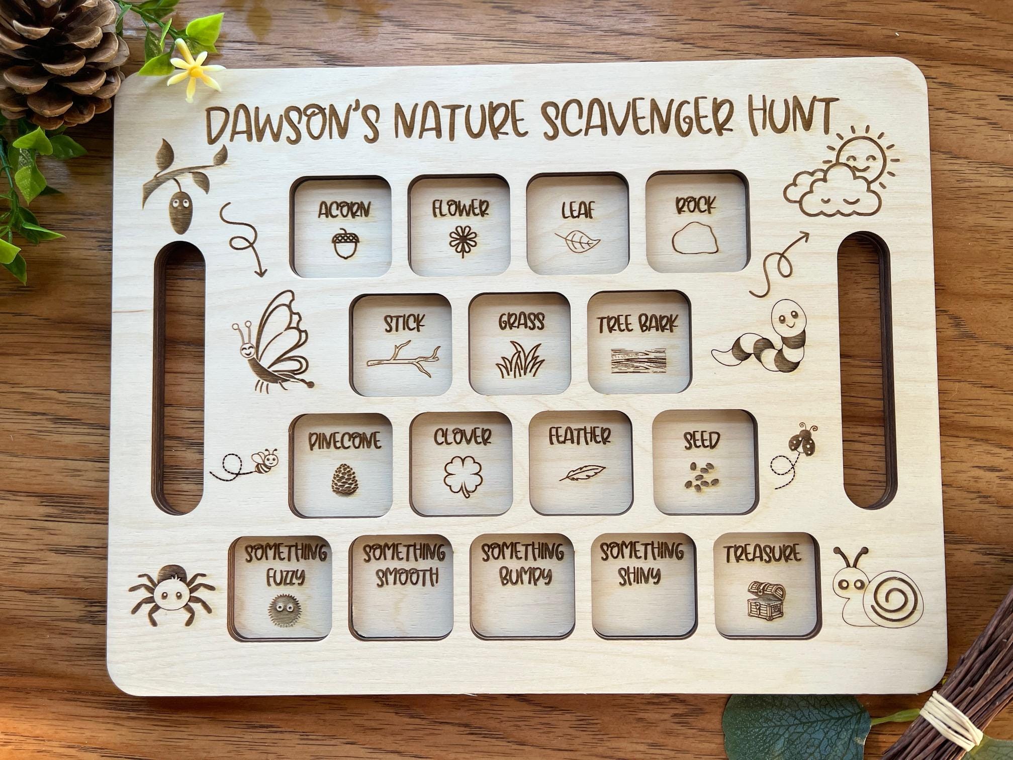 Personalized Kids Nature Scavenger Hunt Board|kids Outdoor Learning ...