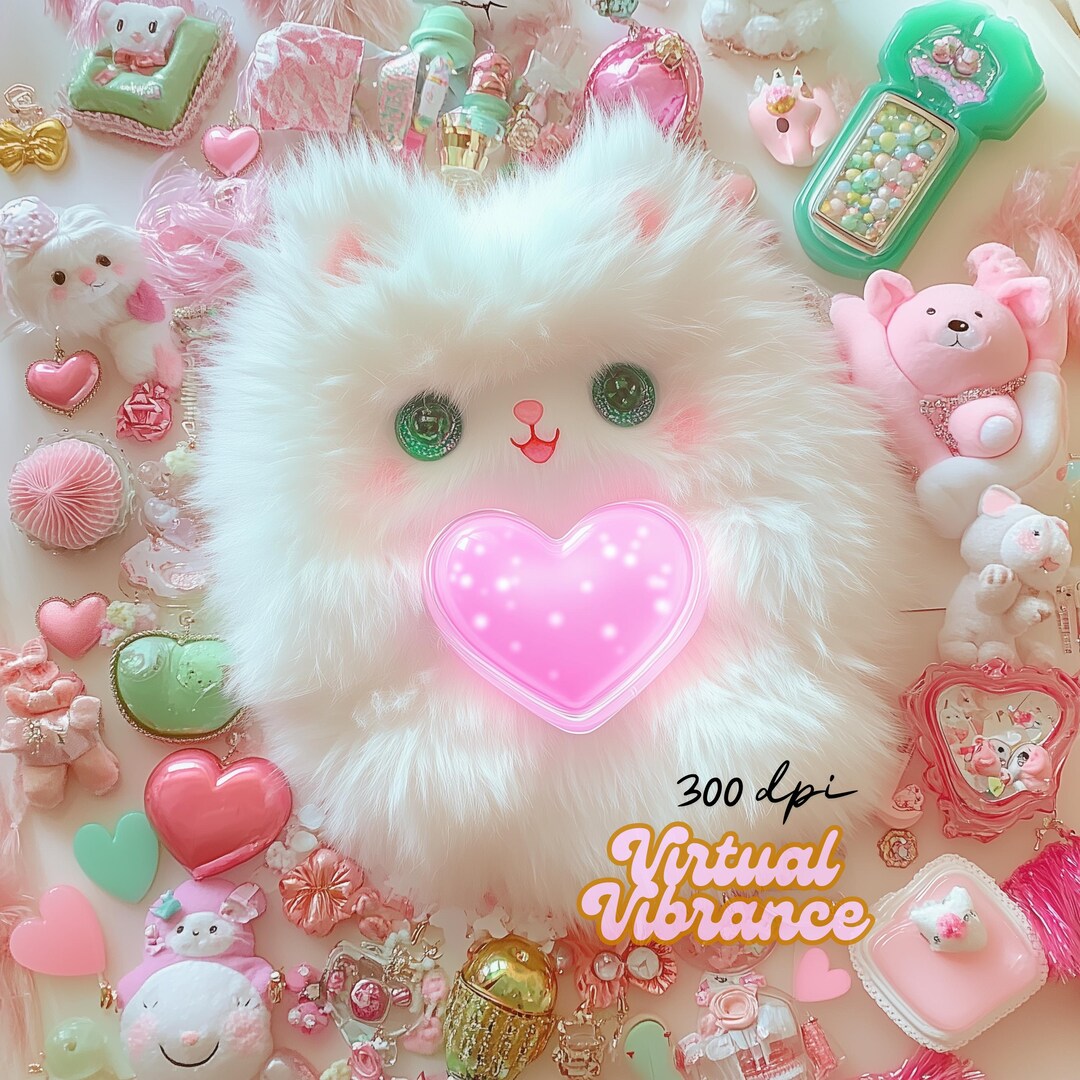 Puffy Kitten Y2K Cute Print 2000's High Res Cat Graphics Digital ...